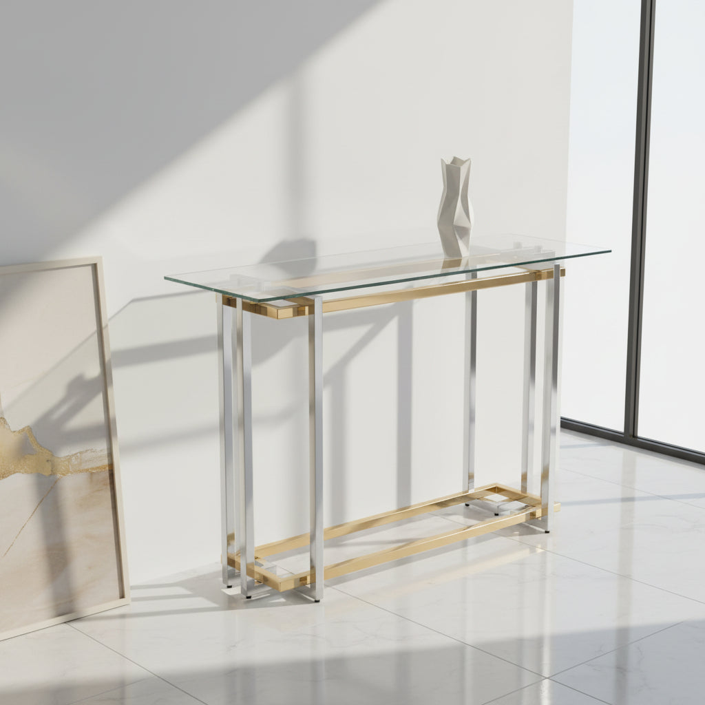 Florina Console Table in Silver and Gold